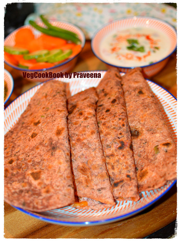 Beetroot Leaves Roti / Tortilla with Beetroot Greens & Stalks